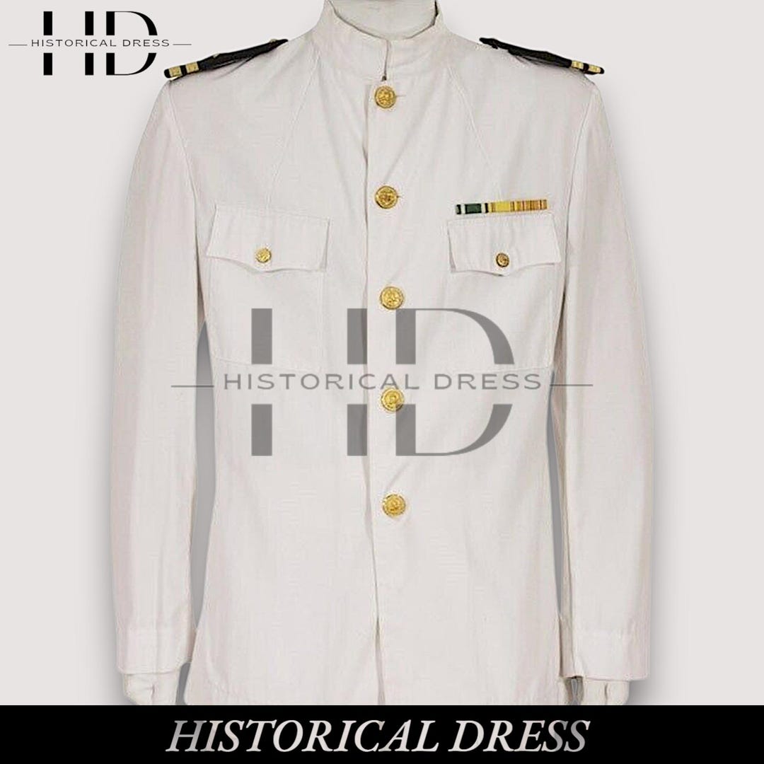 US Navy Officer Uniform White Cotton 1941–47 Military Repro Tunic and ...
