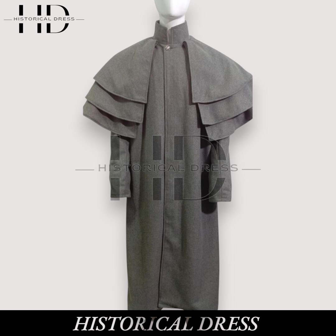 New Men's Gray Wool Garrick Overcoat: Regency Coachman's Frock Coat - Etsy