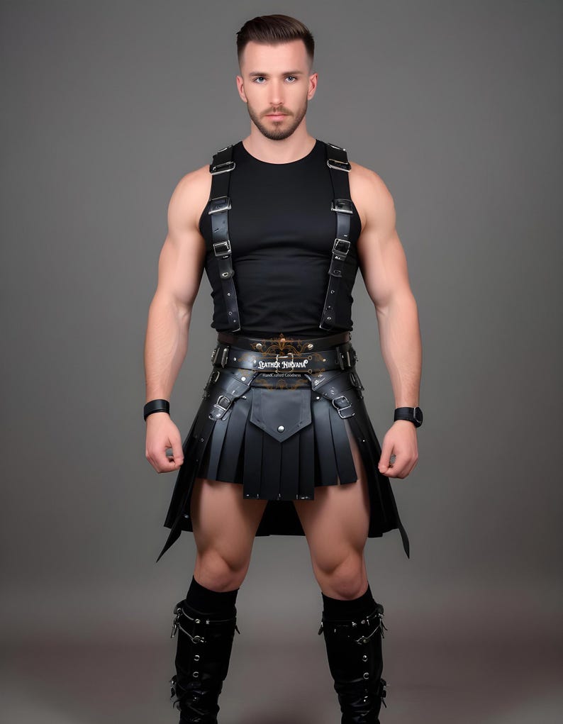 Handcrafted Leather Gladiator Kilt With Removable Suspender Harness - Etsy