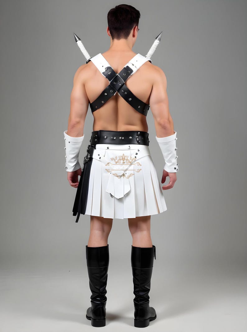 Handmade Leather Kilt Harness: Cosplay Costume, White & Black - Etsy