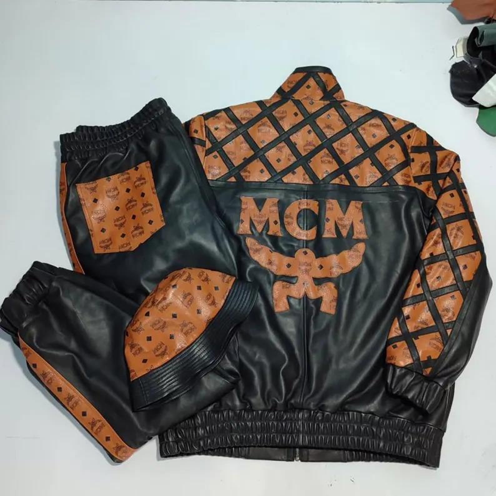 MCM Visetos Leather Tracksuit: Designer Fashion Suit With Hat - Etsy