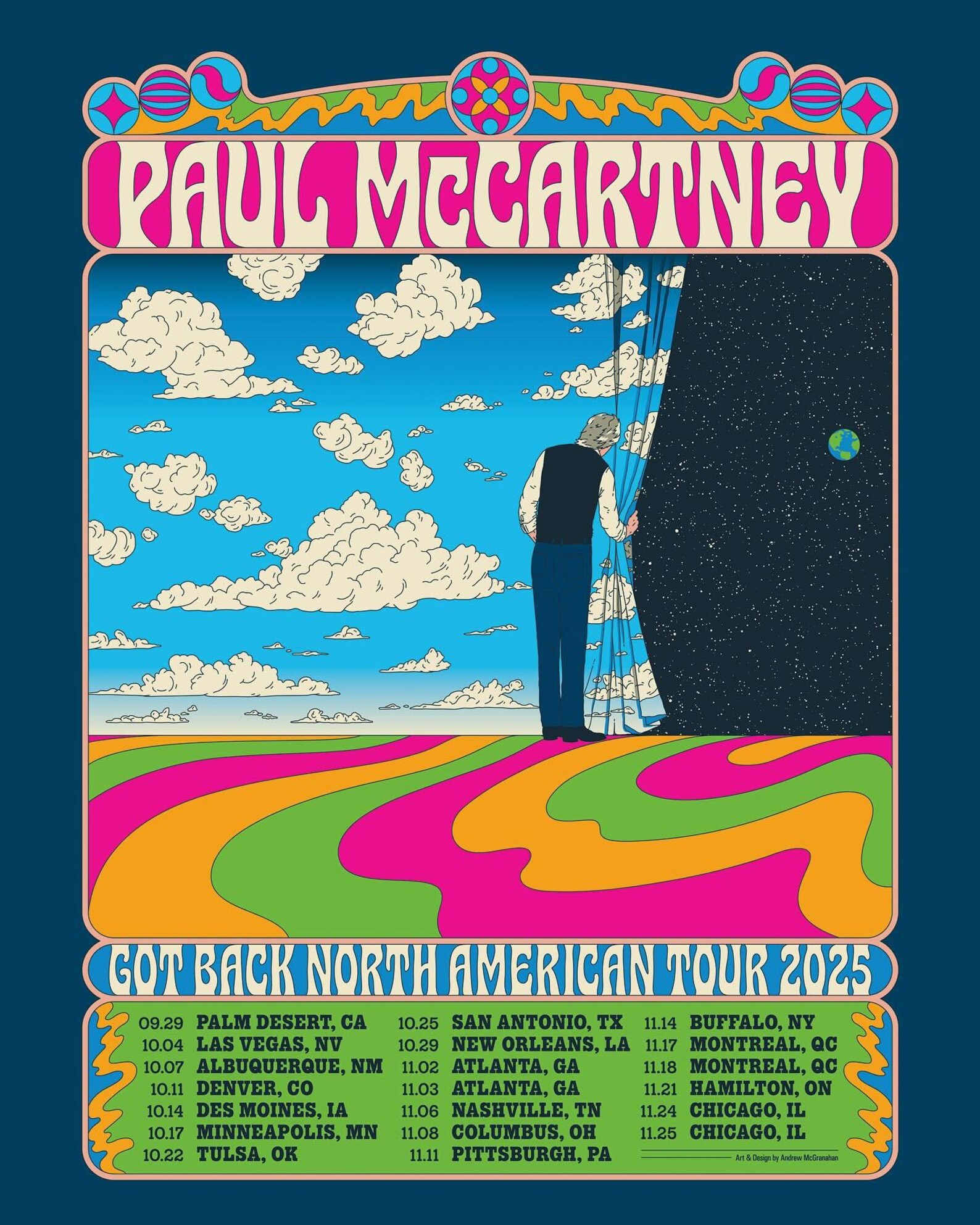 Paul Mccartney Got Back 2025 Tour Dates List Decorative Poster - Etsy