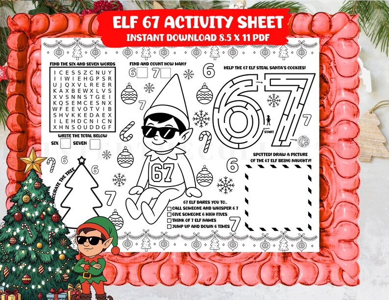 Elf Activity Sheet Printable, 67 Elf Worksheet, Instant Download PDF - Etsy