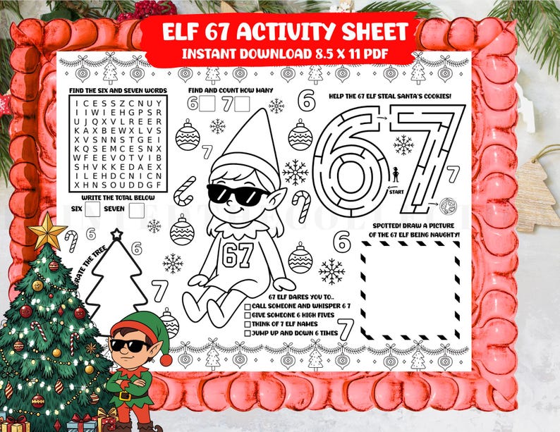 Elf Activity Sheet Printable, 67 Elf Worksheet, Instant Download PDF - Etsy