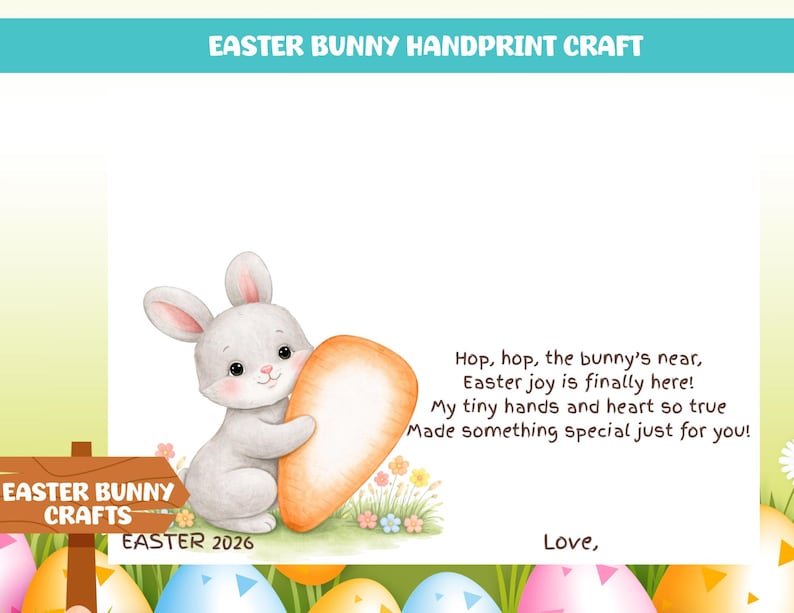 Easter Bunny Handprint Craft I Easter Keepsake Printable - Etsy