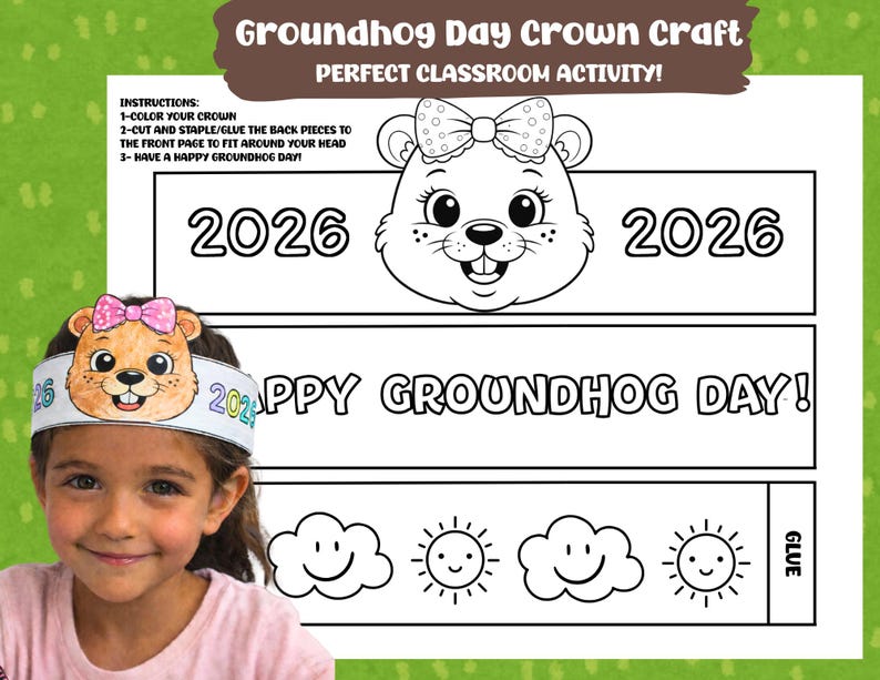 Groundhog Day Crown Template I Printable Instant Download - Etsy