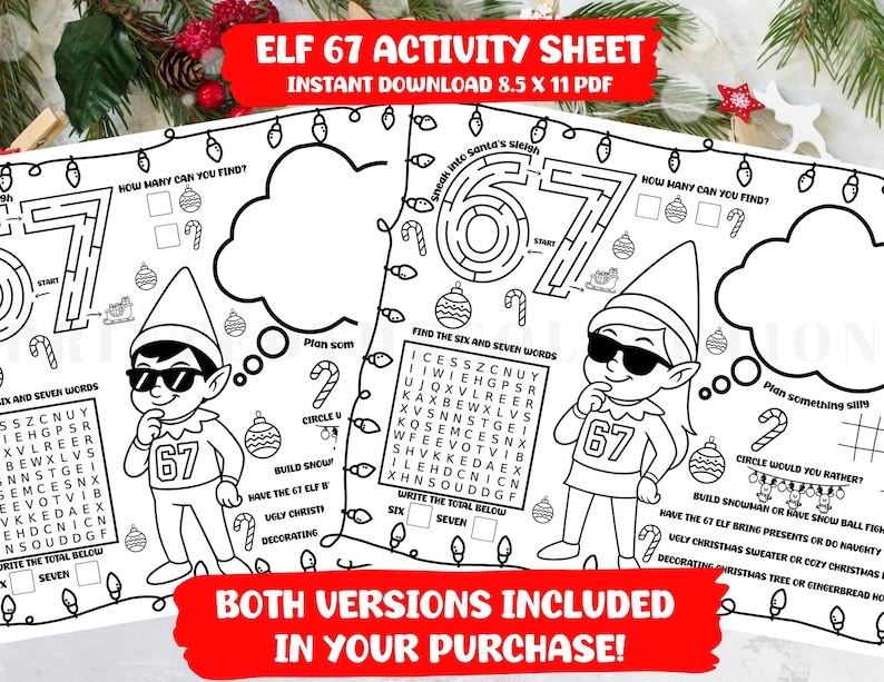 Elf Activity Sheet Printable, 67 Elf Worksheet, Instant Download PDF - Etsy