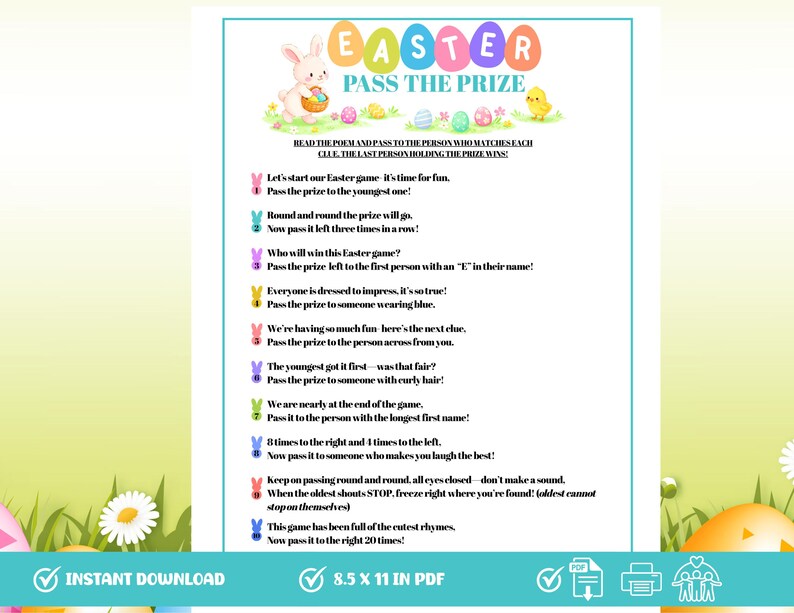 Easter Pass the Prize I Printable Easter Games - Etsy