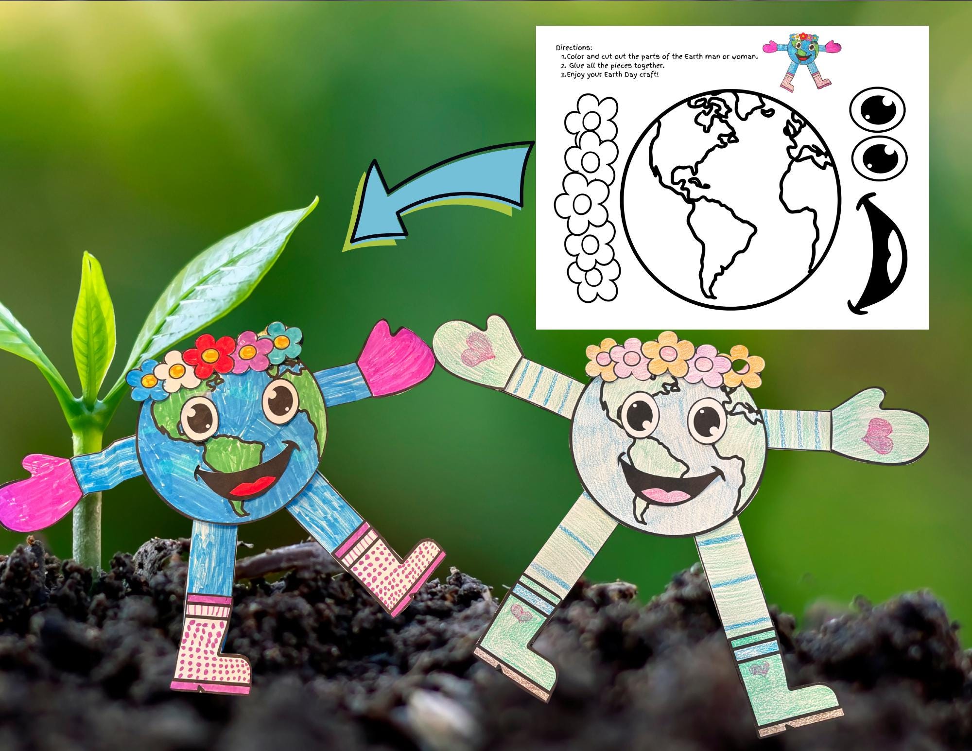 Earth Day Craft Activity: Cut and Color Kids Printable (digital ...