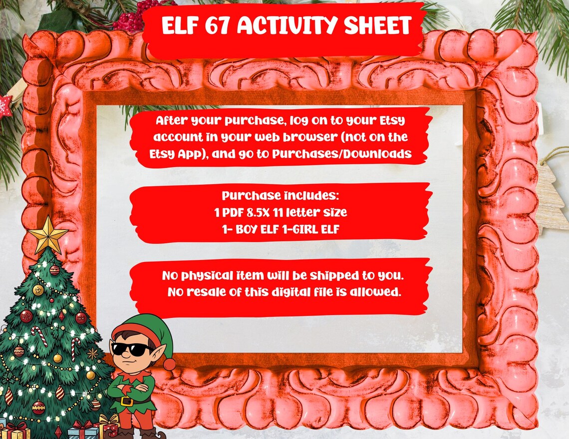 Elf Activity Sheet Printable, 67 Elf Worksheet, Instant Download PDF - Etsy