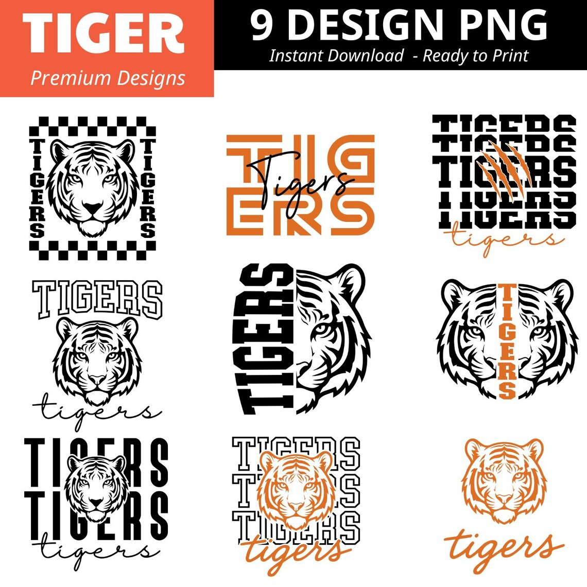 9 PNG File Tigers PNG Bundle, Game Day Mascot Tiger Print, Tigers Cheer ...