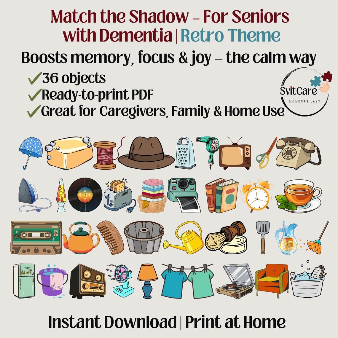 Retro Shadow Matching Game for Seniors: Dementia Activity (PDF) - Etsy UK