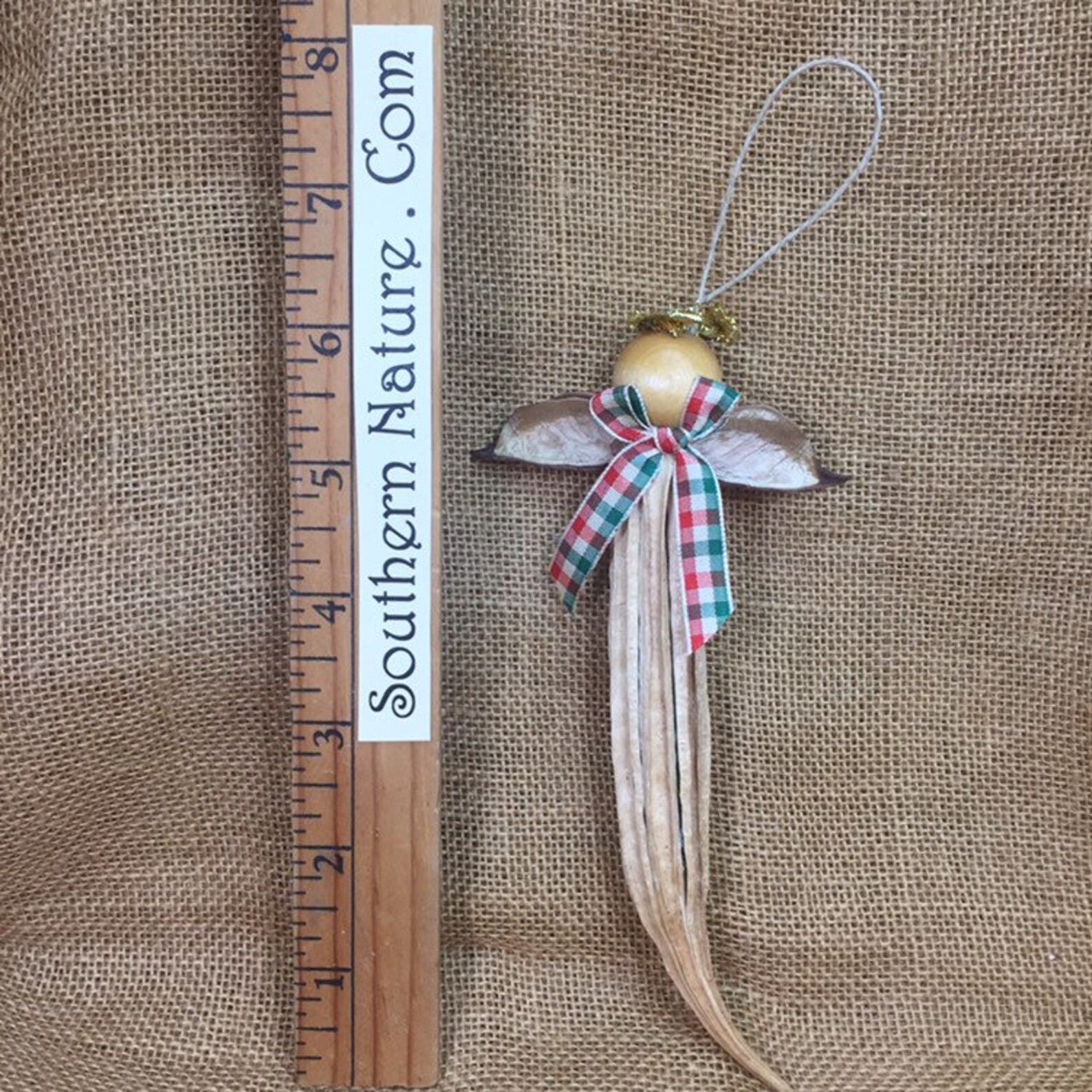 Okra Angel! Natural Color, Country Christmas, Okra Pod, Gift, Plaid ...