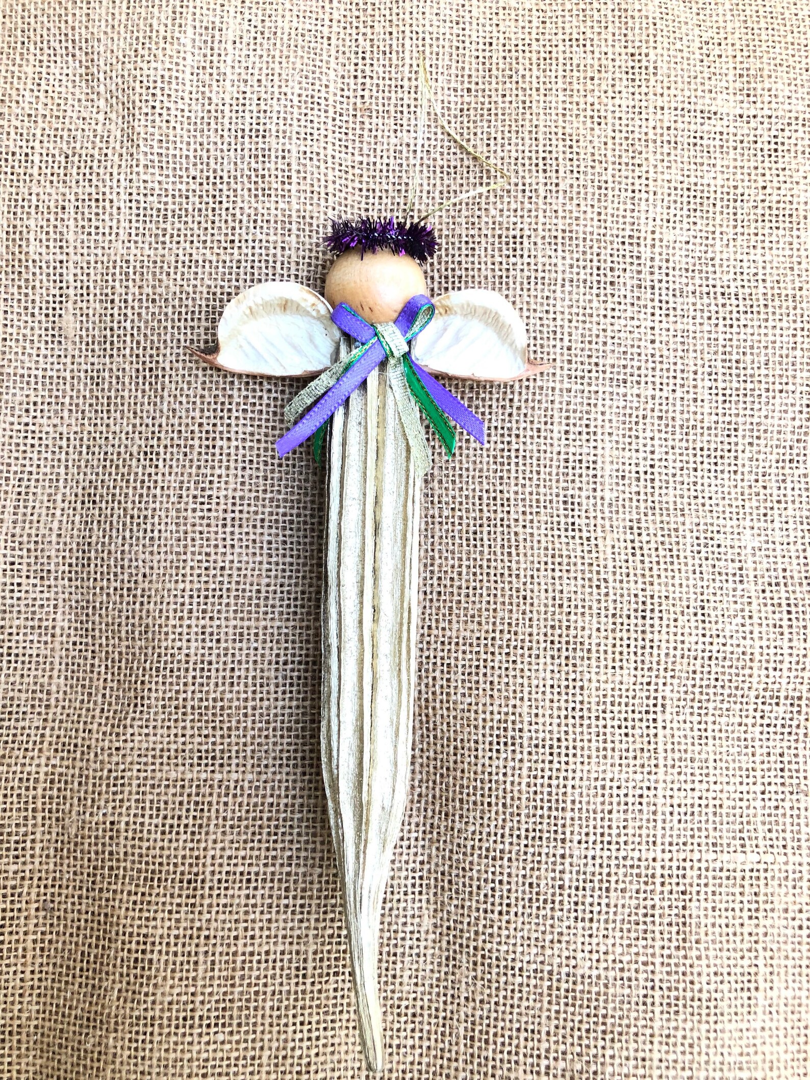 Mardi Gras Okra Angel! Gold, Okra Pod, Southern Decor, Rustic ...