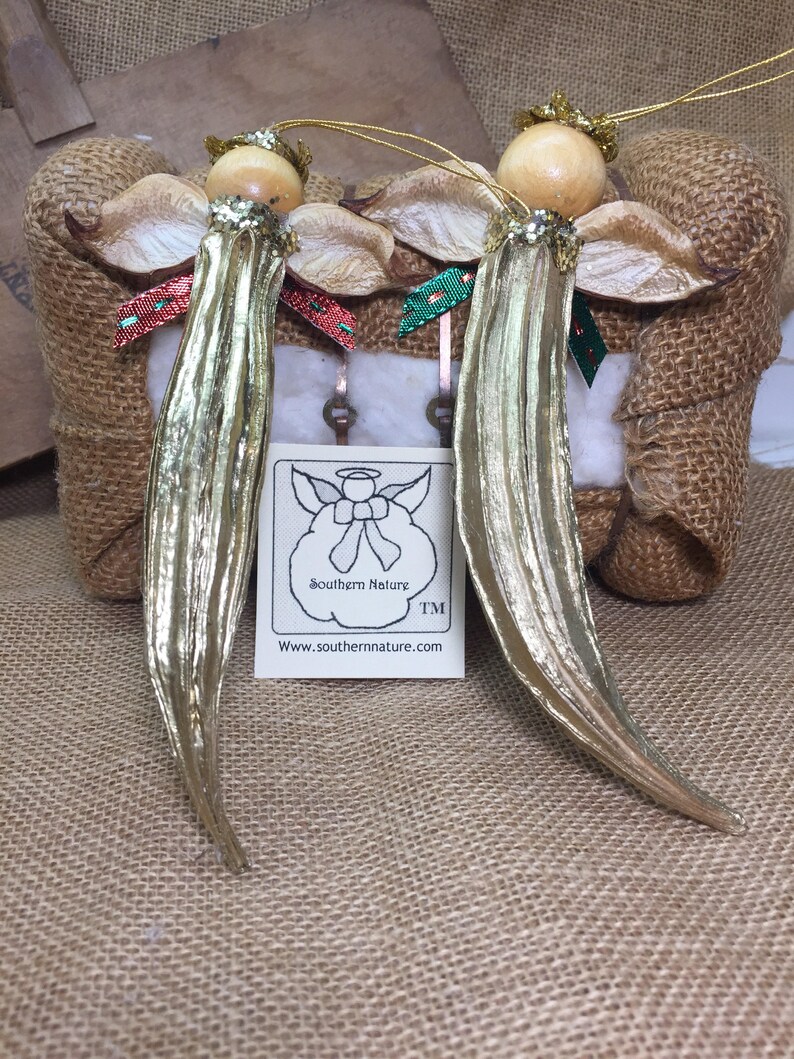 Okra Angels Set, Set of 3 Angels, Southern Nature, Natural Okra Pods ...
