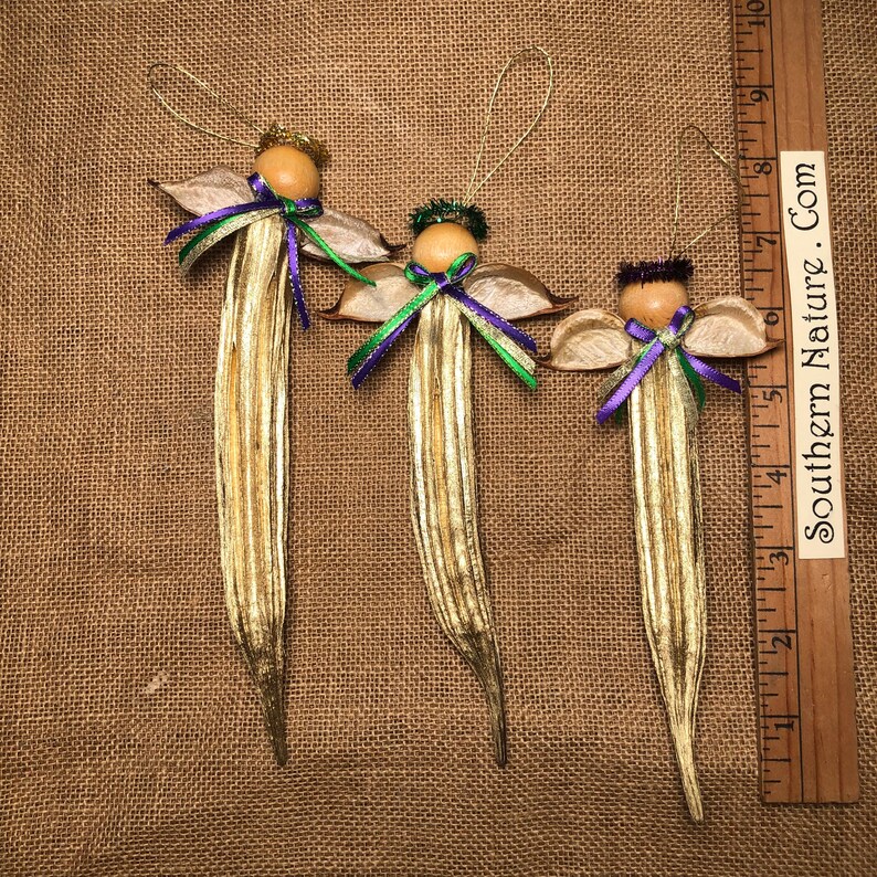 Mardi Gras Okra Angel! Gold, Okra Pod, Southern Decor, Rustic ...