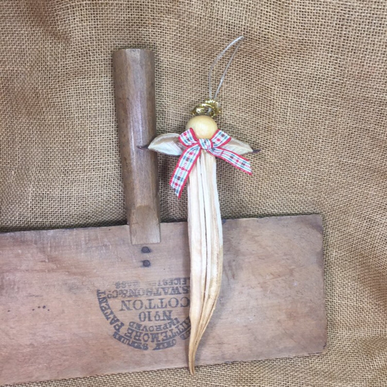 Okra Angel! Natural Color, Country Christmas, Okra Pod, Gift, Plaid ...