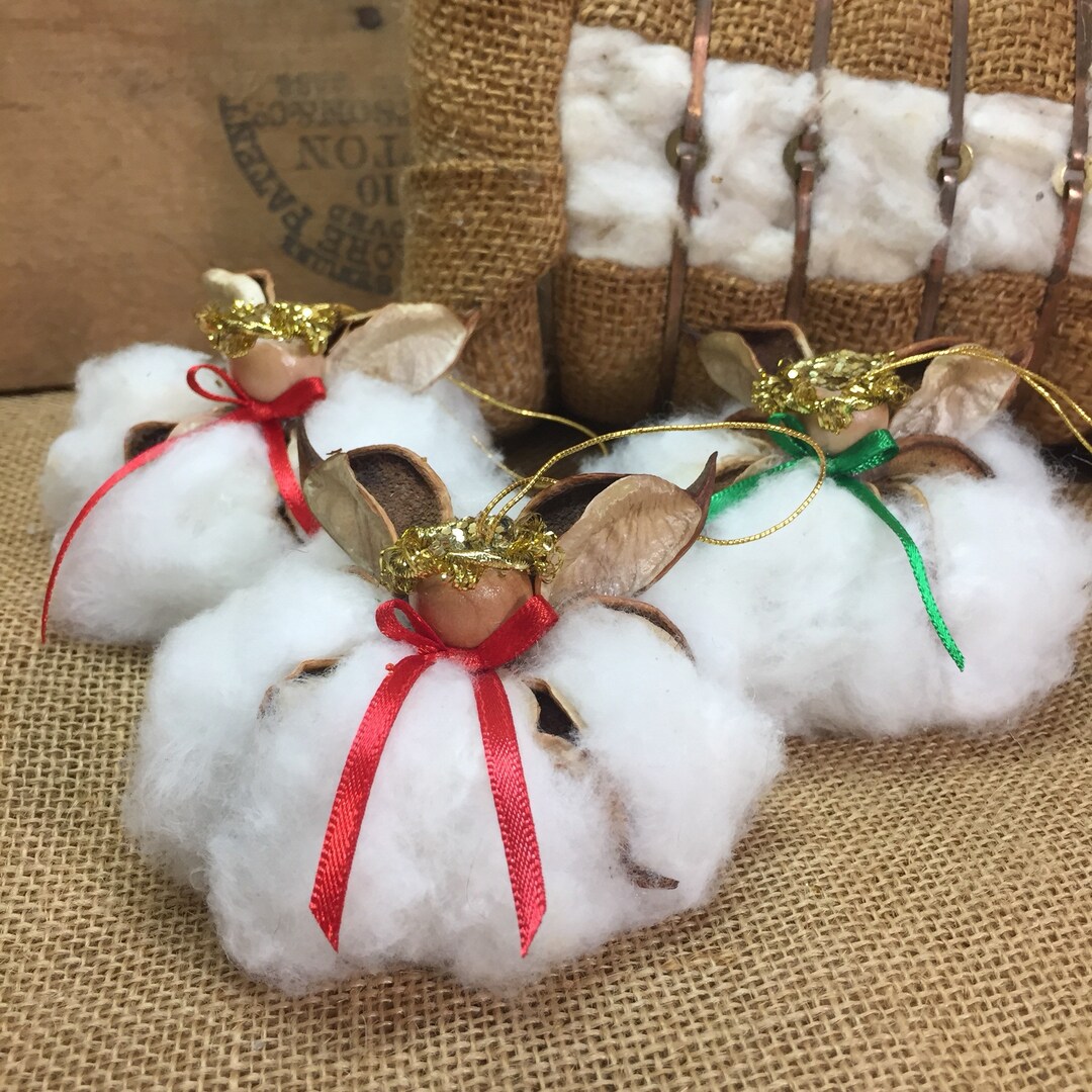 Cotton Angel With Satin Bow, Christmas Angel, Cotton Anniversary ...