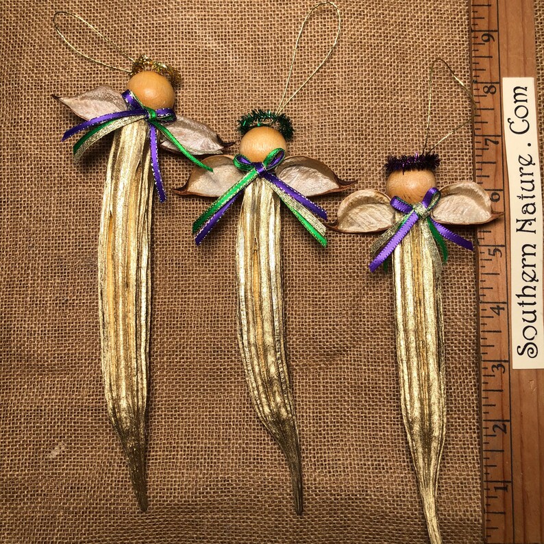 Mardi Gras Okra Angel! Gold, Okra Pod, Southern Decor, Rustic ...