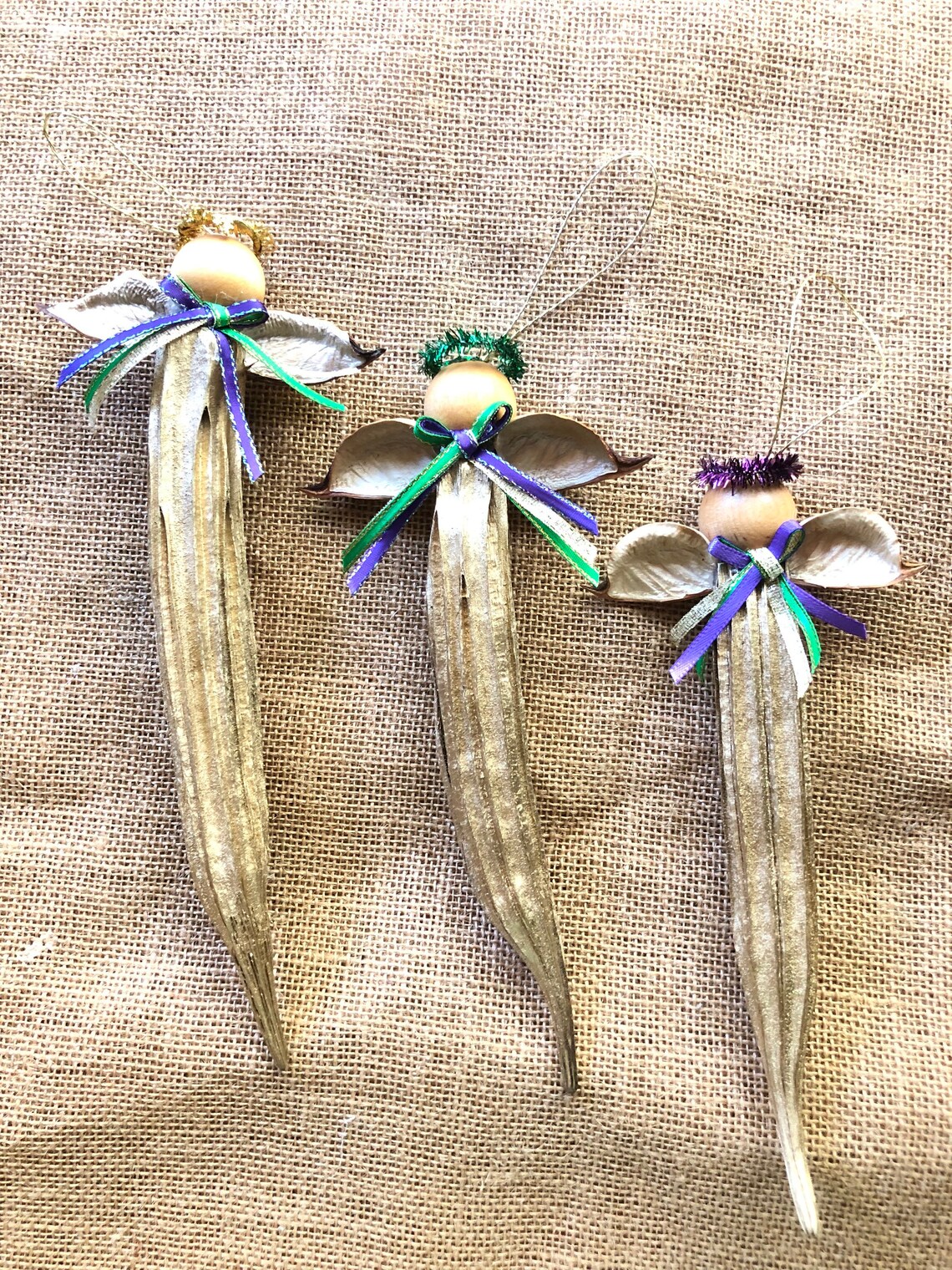 Mardi Gras Okra Angel! Gold, Okra Pod, Southern Decor, Rustic ...