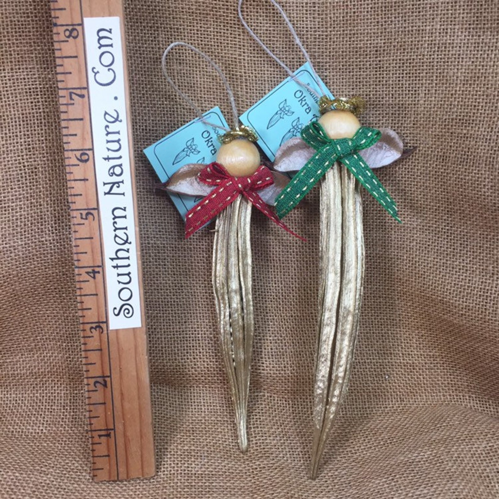 Okra Angel! Natural Color, Country Christmas, Okra Pod, Gift, Plaid ...