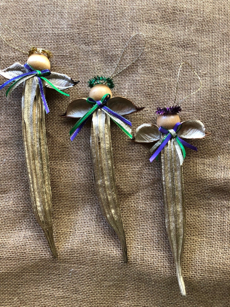 Mardi Gras Okra Angel! Gold, Okra Pod, Southern Decor, Rustic ...