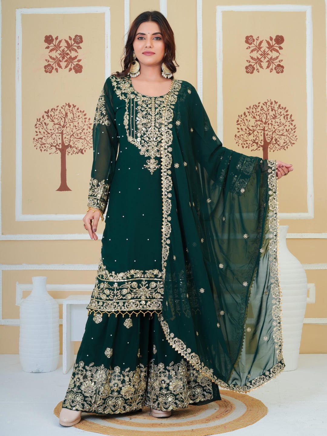 Ethnic Salwar Kameez | Indian 3-piece Suit | Heavy Embroidered Indian ...