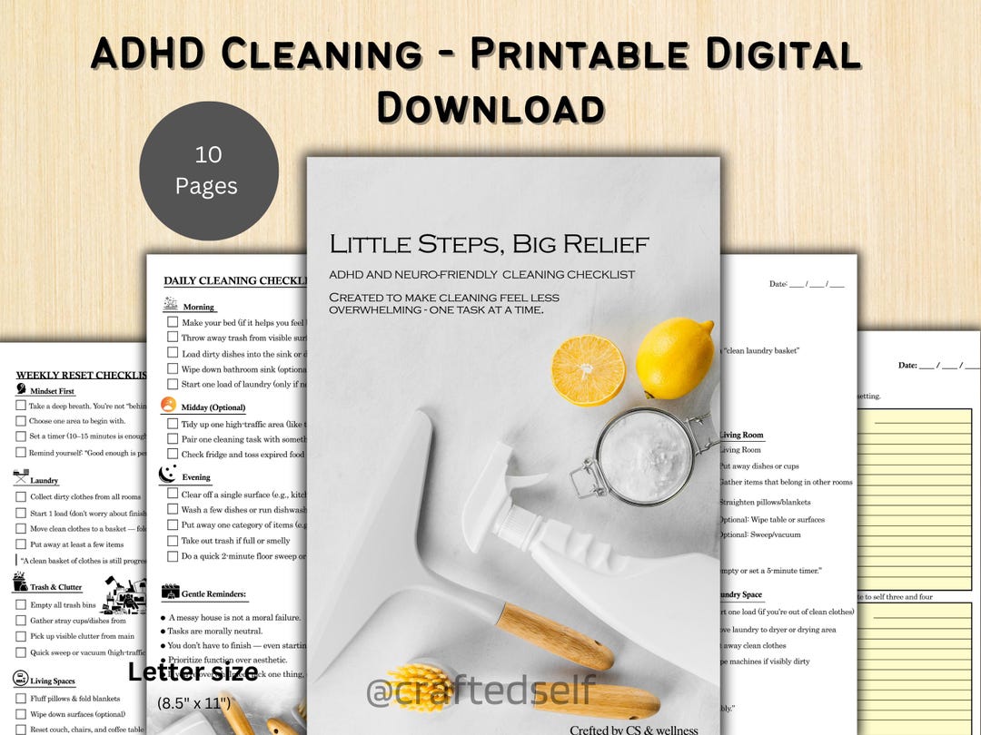 ADHD Cleaning Checklist | Neuro-friendly Daily & Weekly Cleaning Guide ...
