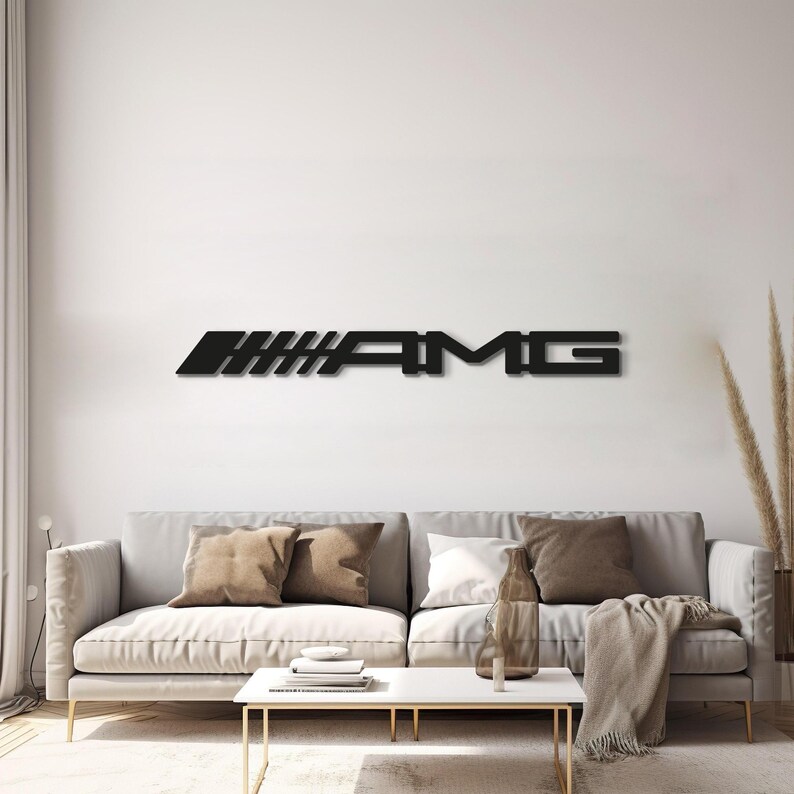 Mercedes AMG Metal Wall Art: Black Steel Car Logo, Garage Decor - Etsy