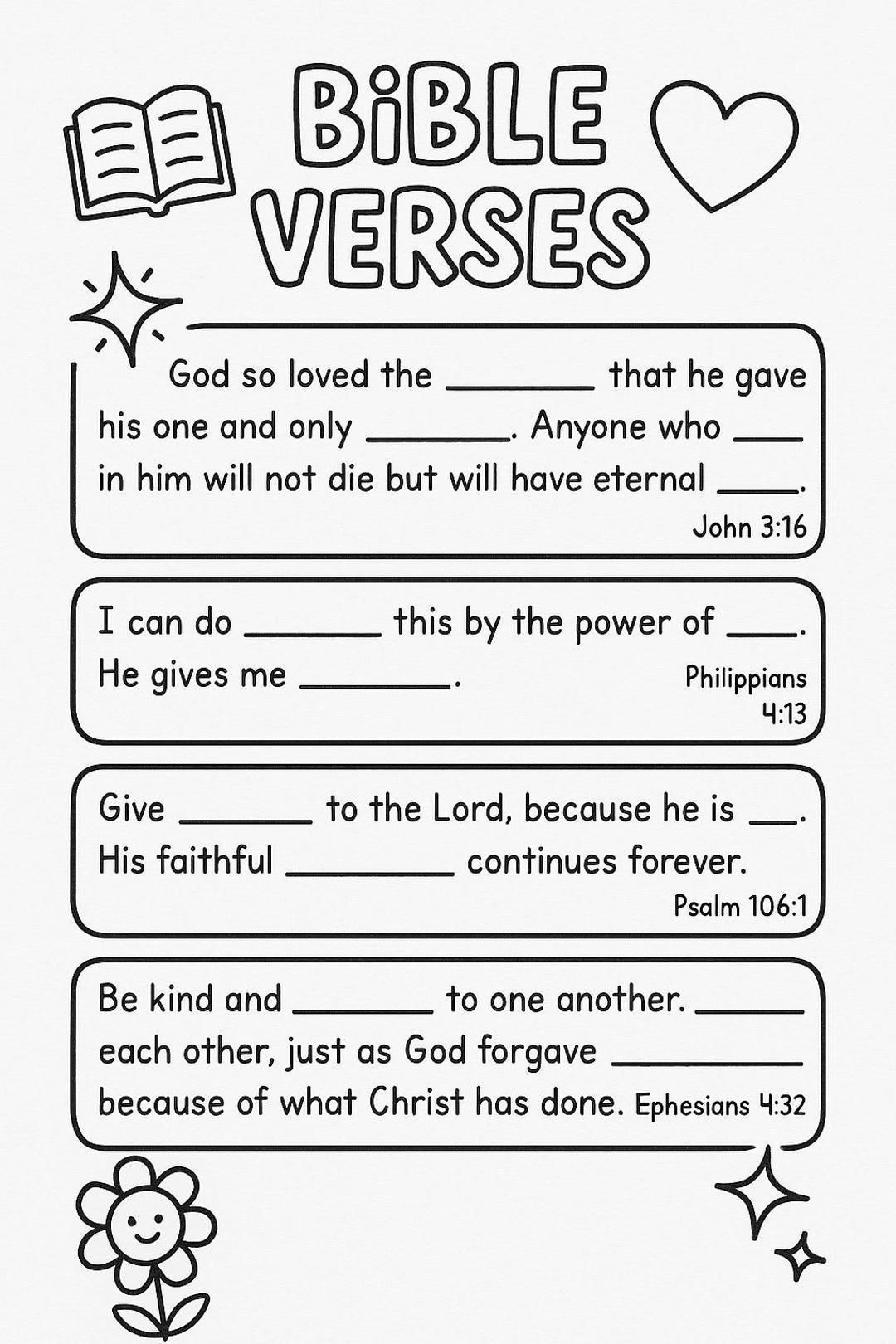 Bible Verse Fill-in-the-blank Worksheet - Etsy