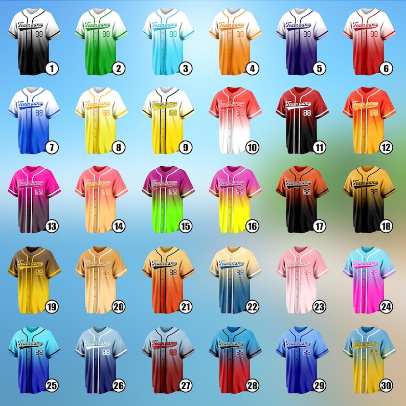 Custom Gradient Baseball Jersey, Personalized Team Uniform Gradient Two ...