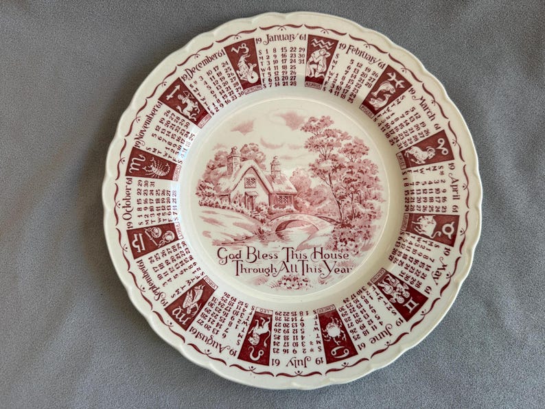 1961 Calendar Porcelain Plate, “god Bless This House Through All the ...