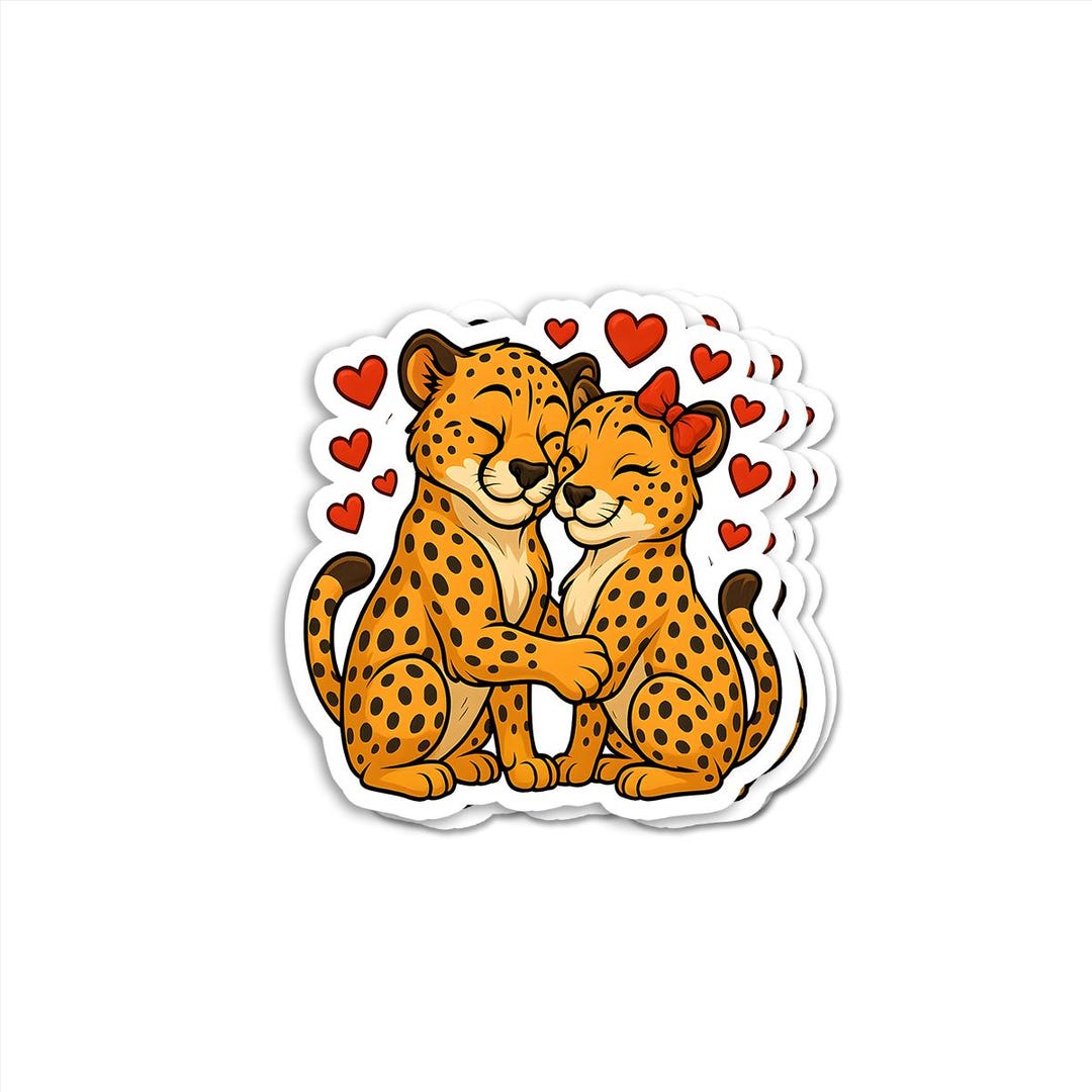 Cheetah Love PNG - Cute Hugging Cheetahs Digital Art - Valentine Big ...