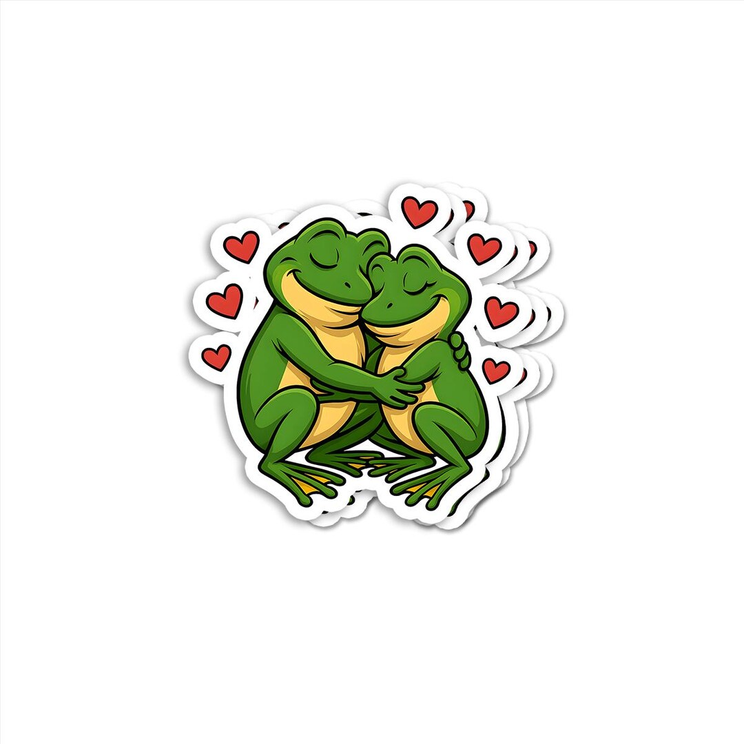 Frog Love PNG – Cute Hugging Frogs Clipart – Valentine Amphibian ...