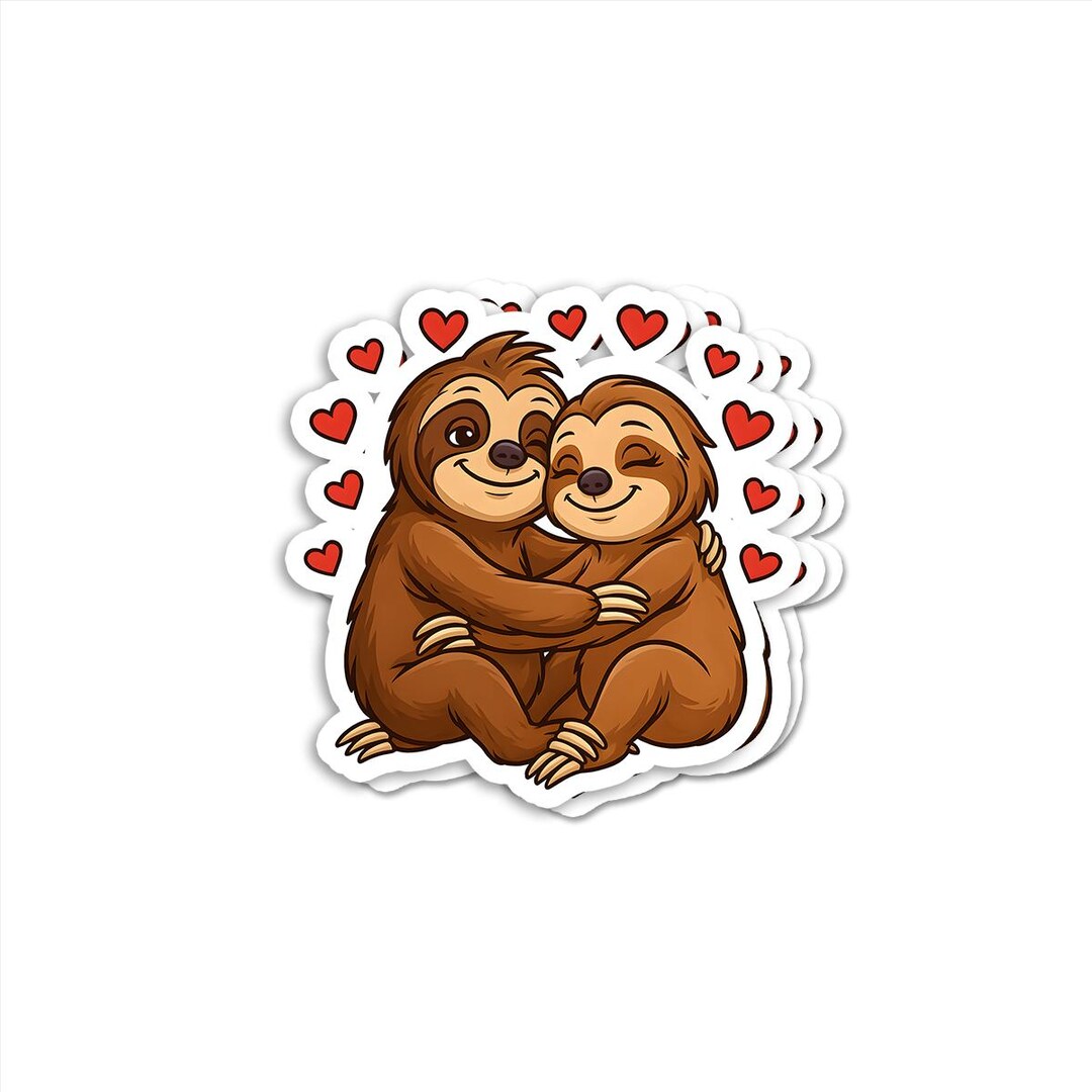 Sloth Love PNG – Cute Hugging Sloths Clipart – Valentine’s Digital ...
