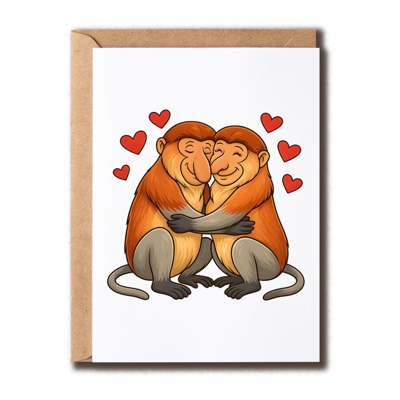 Proboscis Monkey Love PNG – Cute Hugging Monkeys Clipart – Funny ...