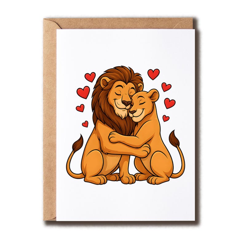 Lion Love PNG – Cute Lion Couple Clipart – Valentine Safari Animal ...