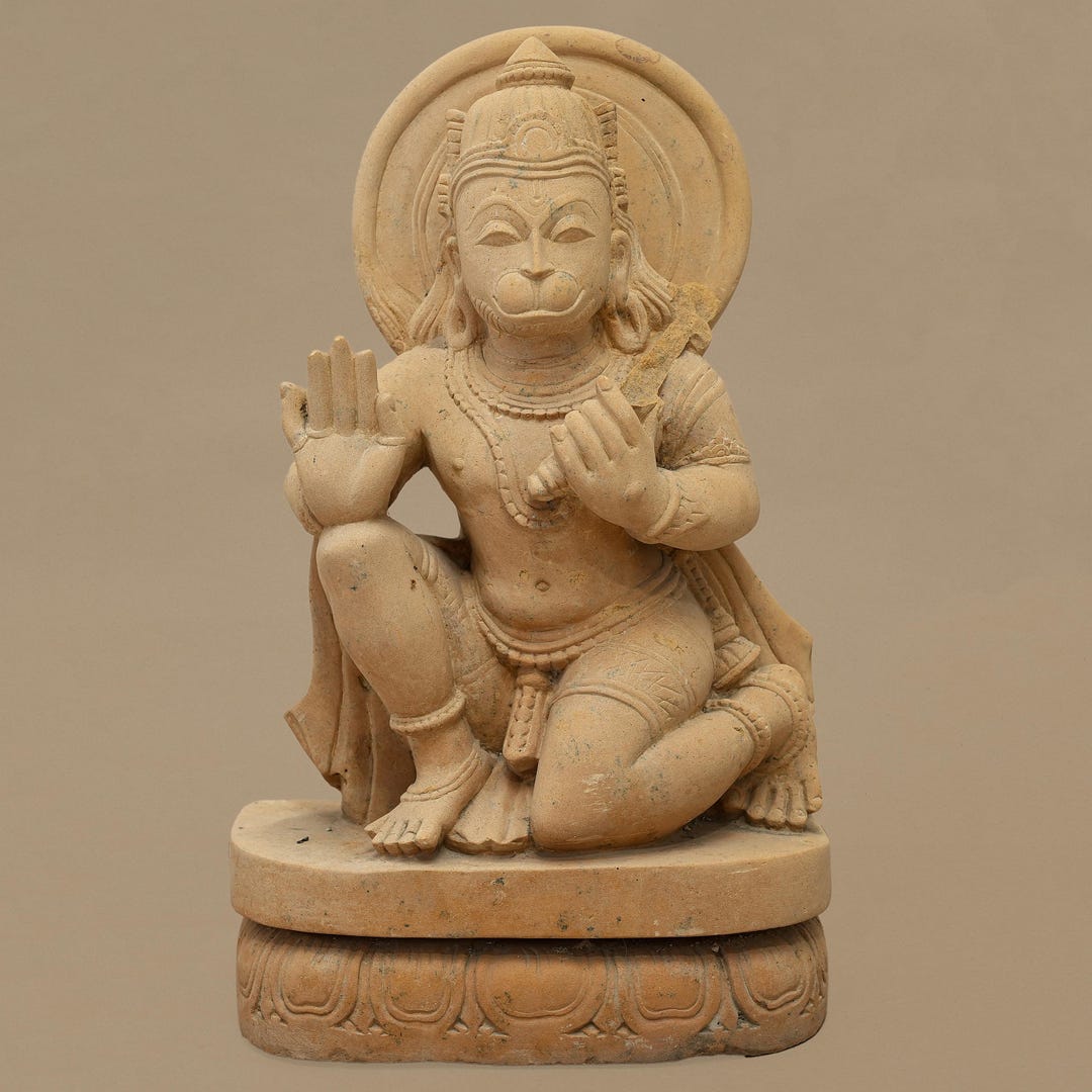15" Lord Hanuman Statue | Handcrafted From Yellow Sandstone | for Home ...