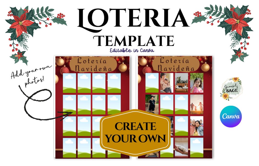 Editable Lotería Game Template | Customizable Mexican Bingo (canva ...