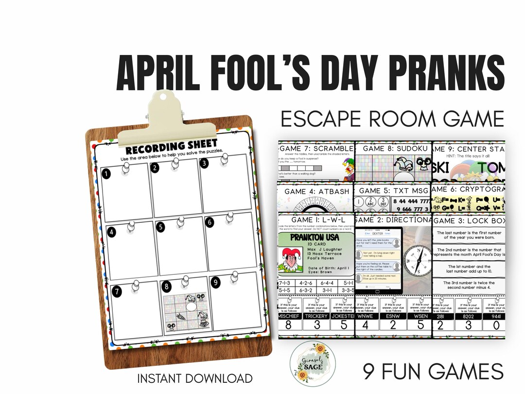 April Fools Day Escape Room | Jokes and Pranks Game | ELA & Math ...