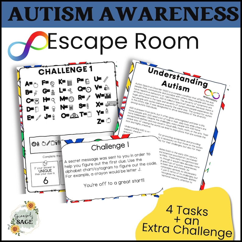 Autism Awareness Escape Room | ASD Neurodiversity Classroom Activity ...