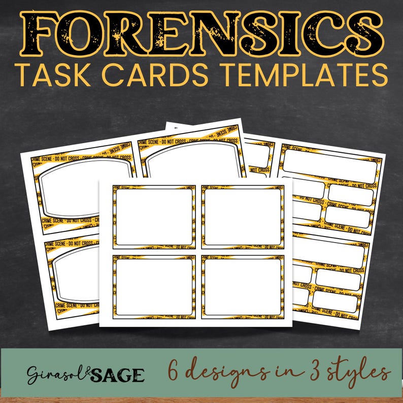 Editable Forensics Task Card Templates | Crime Scene Classroom ...