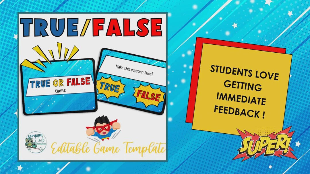 Editable True / False Digital Game Superhero Theme - Etsy