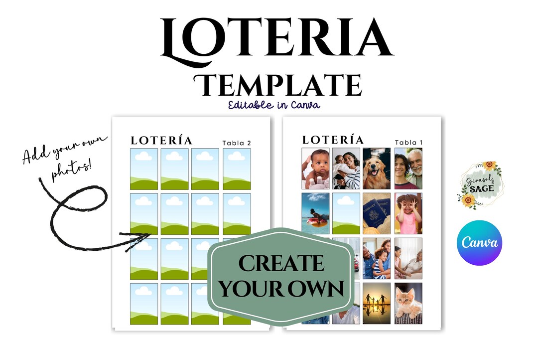 Editable Lotería Game Template | Canva Digital Download | Plain White ...