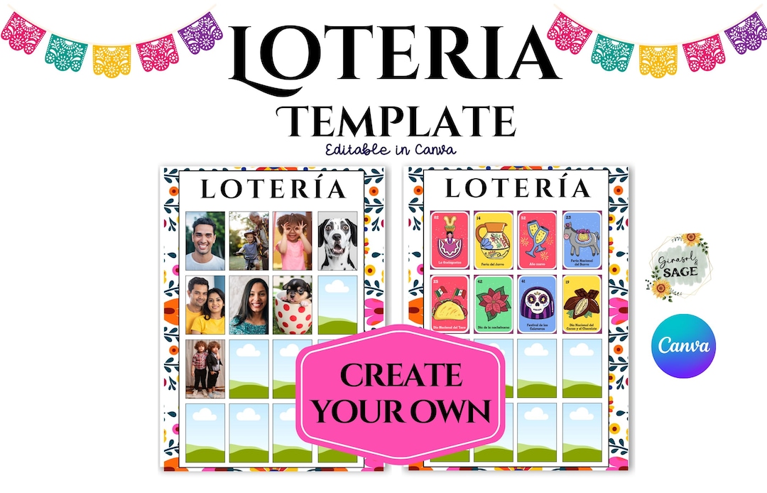 Editable Canva Lotería Game Template | Customizable Mexican Bingo ...