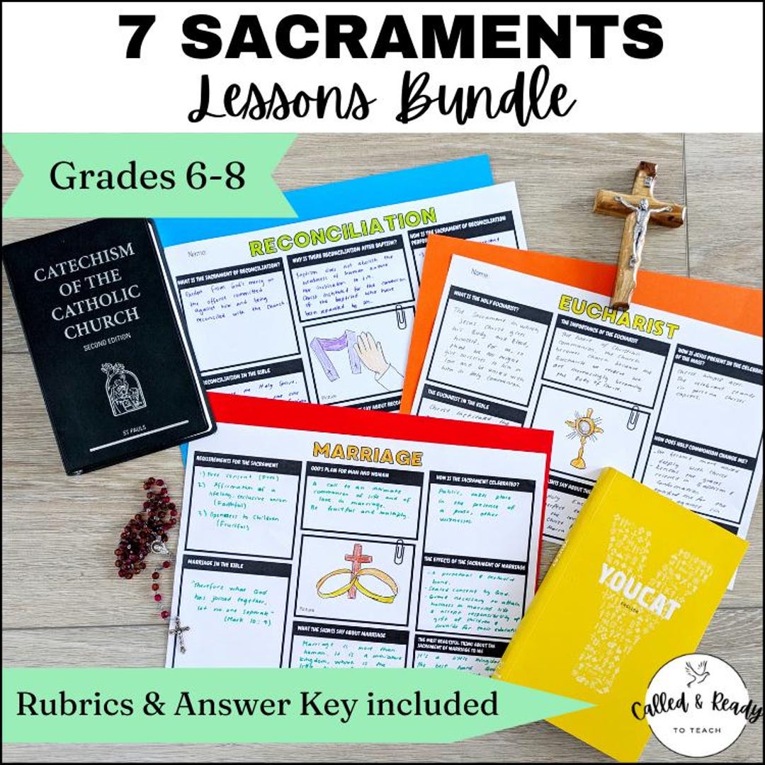 7 Sacraments Catechism Research Project Bundle | Catholic Worksheets ...
