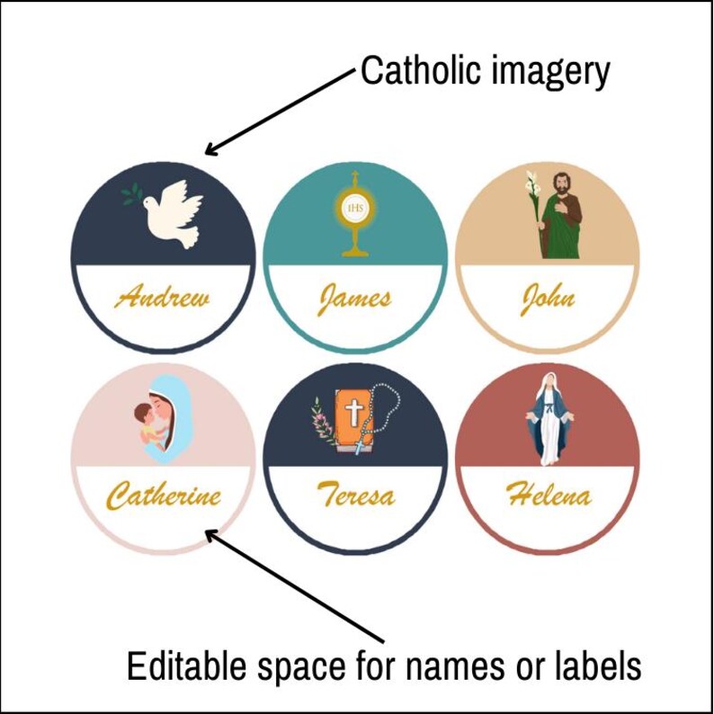 Powerpoint Editable Catholic Name Tags | Faith-filled Classroom Decor ...