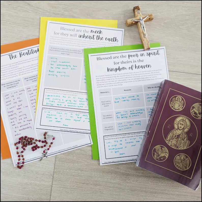Catholic Beatitudes Prayer Journal – Printable Worksheets for Middle ...
