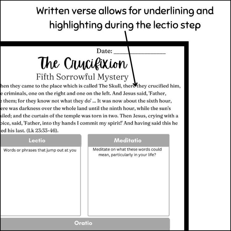 Sorrowful Mysteries of the Rosary Journaling | Lectio Divina Worksheets ...