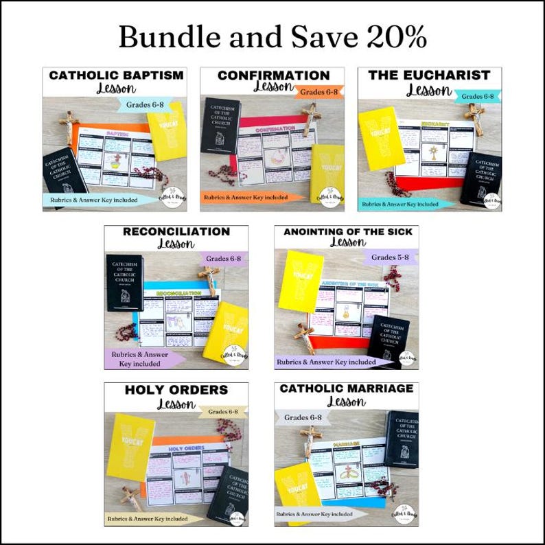 7 Sacraments Catechism Research Project Bundle | Catholic Worksheets ...